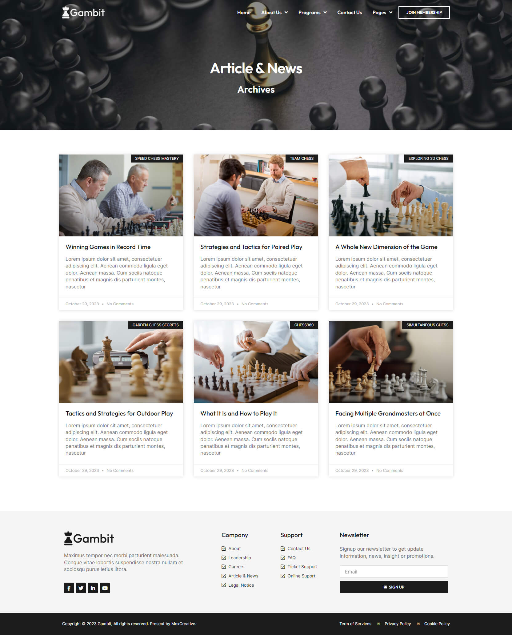 Gambit - Chess Club Courses & Training Elementor Template Kit by moxcreative
